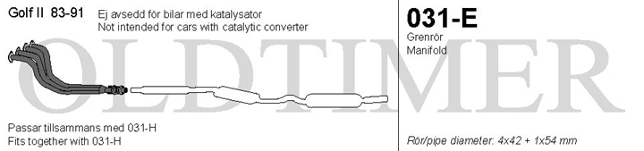 Avgassystem VW Golf II 2 8V 16V GTI Simons sportsystem ljuddämpare ...
